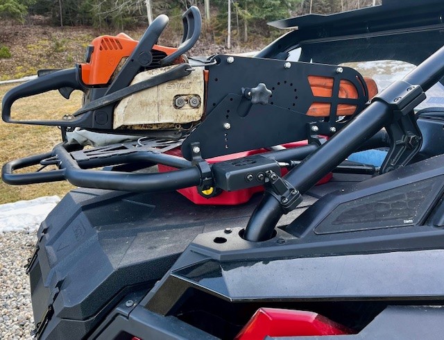 RZR Pro Xp Chain saw holder for Polaris tire rack – Canada Sled Parts